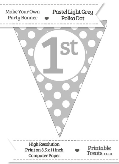 Pastel Light Grey Polka Dot Pennant Flag Ordinal Number 1st — Printable ...