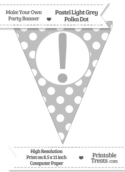 Pastel Light Grey Polka Dot Pennant Flag with Exclamation Mark ...