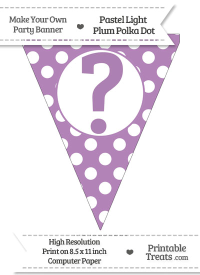 Pastel Light Plum Polka Dot Pennant Flag with Question Mark — Printable ...