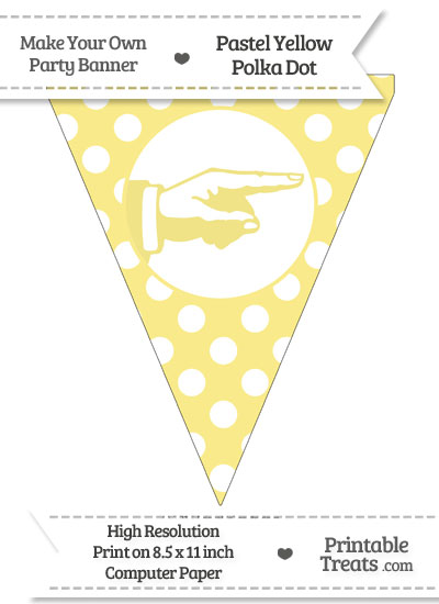 Pastel Yellow Polka Dot Pennant Flag with Hand Pointing Right ...