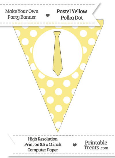 Pastel Yellow Polka Dot Pennant Flag with Tie — Printable Treats.com