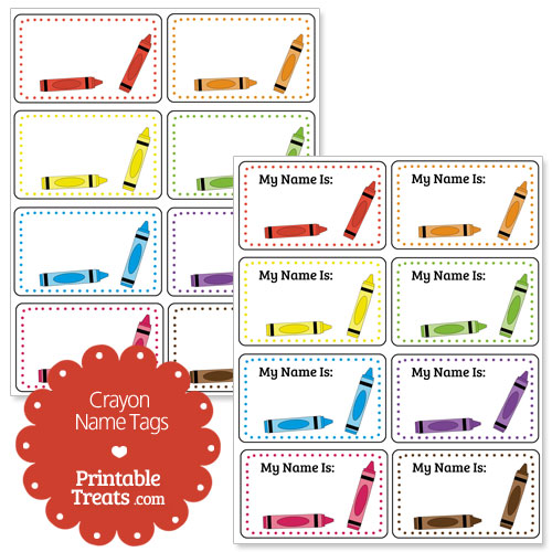 Printable Crayon Name Tags Printable Treats