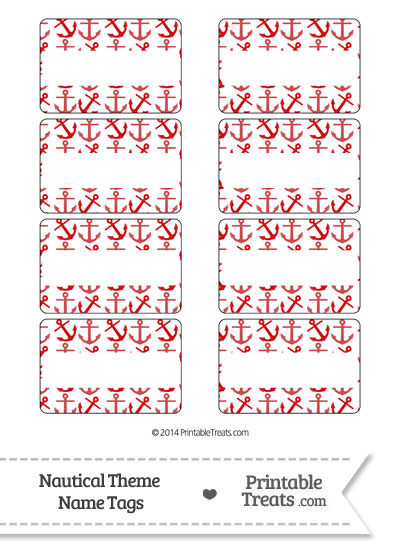 Red Anchors Name Tags — Printable Treats.com