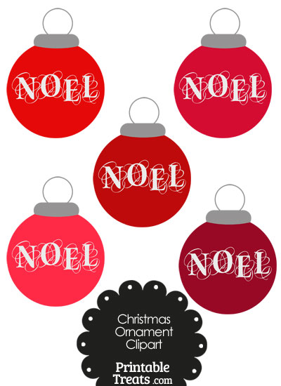 Red Noel Christmas Ornament Clipart — Printable Treats.com