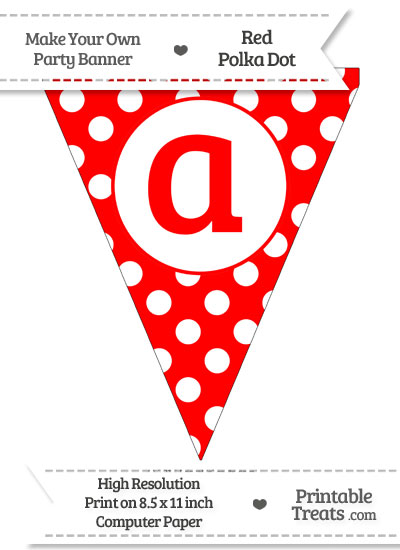 Red Polka Dot Pennant Flag Lowercase Letter A — Printable Treats.com