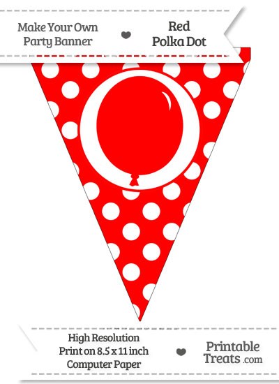 Red Polka Dot Pennant Flag with Birthday Balloon — Printable Treats.com