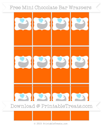Safety Orange Whale Mini Chocolate Bar Wrappers — Printable Treats.com