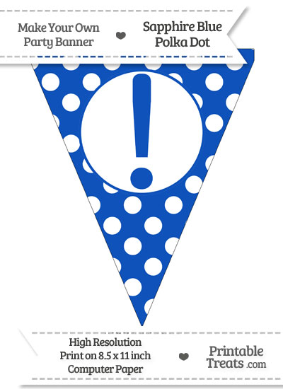 Sapphire Blue Polka Dot Pennant Flag with Exclamation Mark — Printable ...