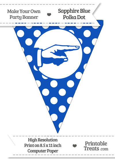 Sapphire Blue Polka Dot Pennant Flag with Hand Pointing Right ...