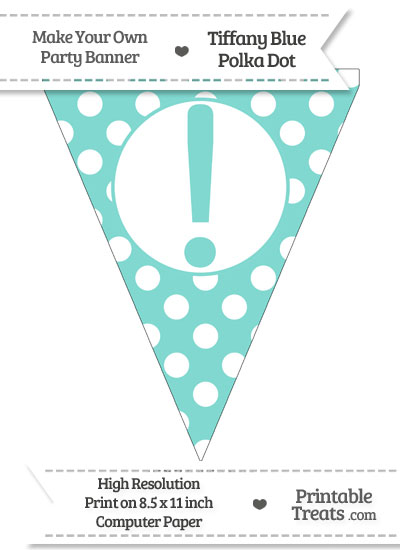 Tiffany Blue Polka Dot Pennant Flag with Exclamation Mark — Printable ...