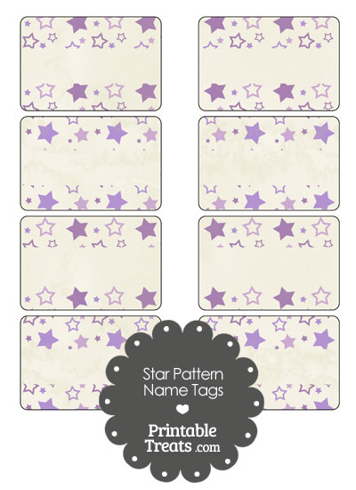 Vintage Purple Star Pattern Name Tags — Printable Treats.com