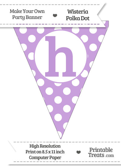 Wisteria Polka Dot Pennant Flag Lowercase Letter H — Printable Treats.com