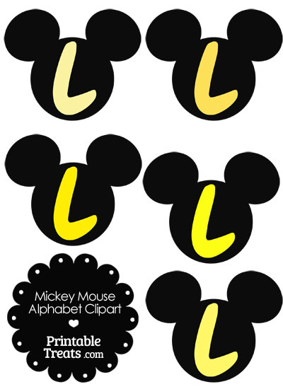 Yellow Mickey Mouse Head Letter L Clipart — Printable Treats.com
