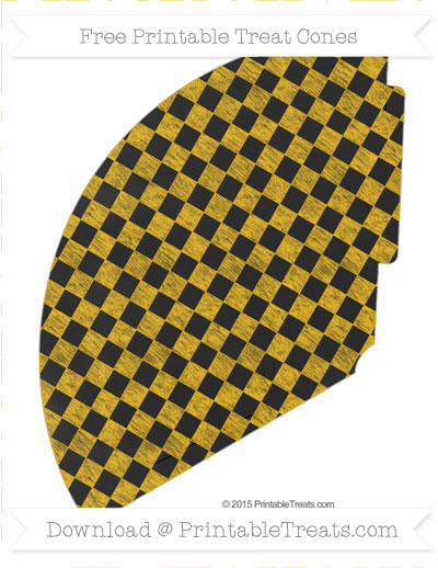 Free Amber Checker Pattern Chalk Style Treat Cone — Printable Treats.com