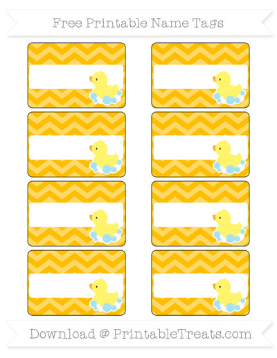 Free Amber Chevron Baby Duck Name Tags — Printable Treats.com