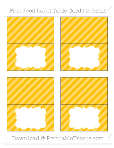 Free Amber Diagonal Striped Simple Food Labels — Printable Treats.com