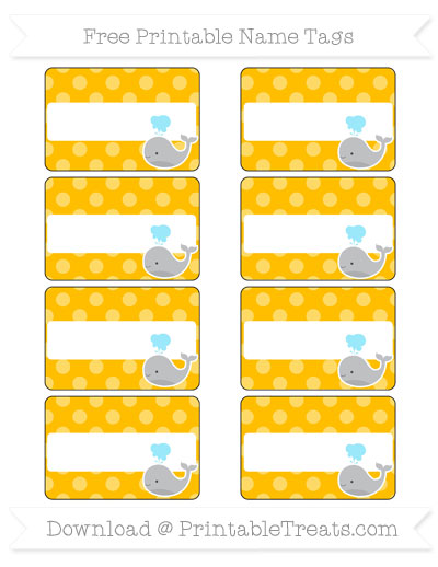 Free Amber Dotted Pattern Whale Name Tags — Printable Treats.com