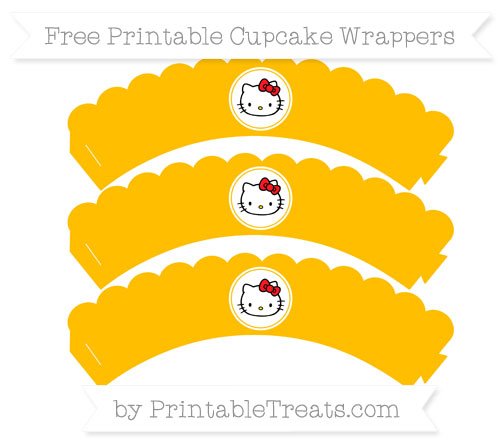 Free Amber Hello Kitty Scalloped Cupcake Wrappers — Printable Treats.com