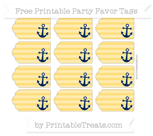 Amber Horizontal Striped Nautical Party Favor Tags — Printable Treats.com