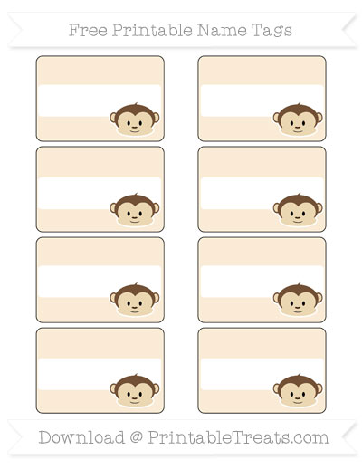 Free Antique White Boy Monkey Name Tags — Printable Treats.com