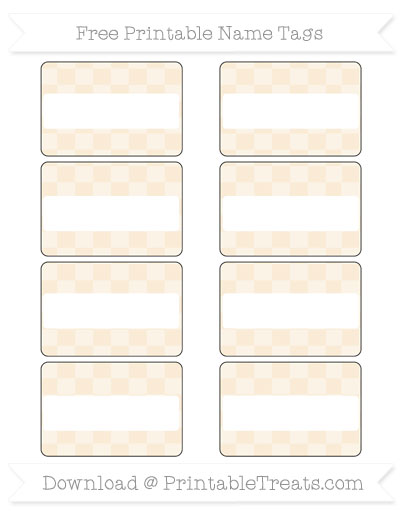 Free Antique White Checker Pattern Simple Name Tags — Printable Treats.com
