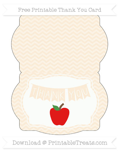 Antique White Chevron Apple Thank You Card — Printable Treats.com