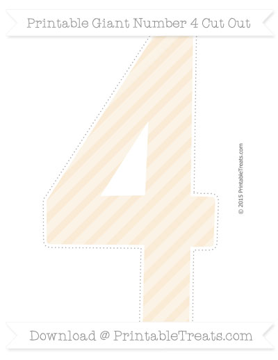 Antique White Diagonal Striped Giant Number 4 Cut Out — Printable ...