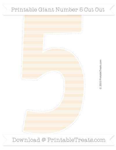 Antique White Horizontal Striped Giant Number 5 Cut Out — Printable ...