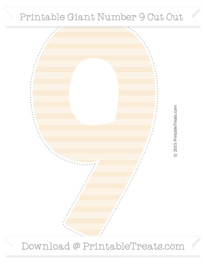 Antique White Horizontal Striped Giant Number 9 Cut Out — Printable ...