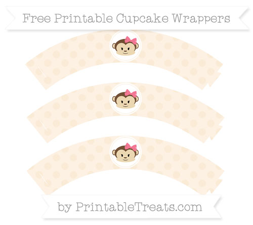Free Antique White Polka Dot Girl Monkey Cupcake Wrappers — Printable ...