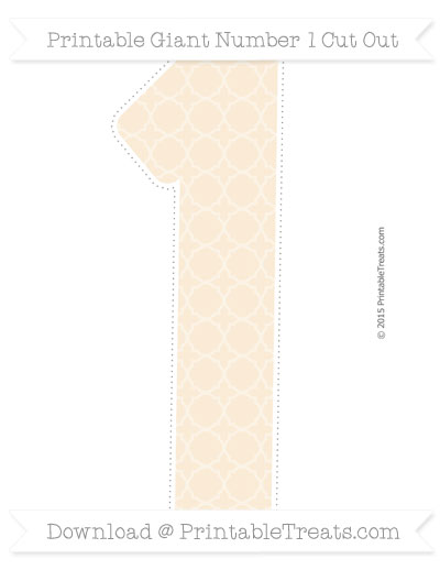 Antique White Quatrefoil Pattern Giant Number 1 Cut Out — Printable ...