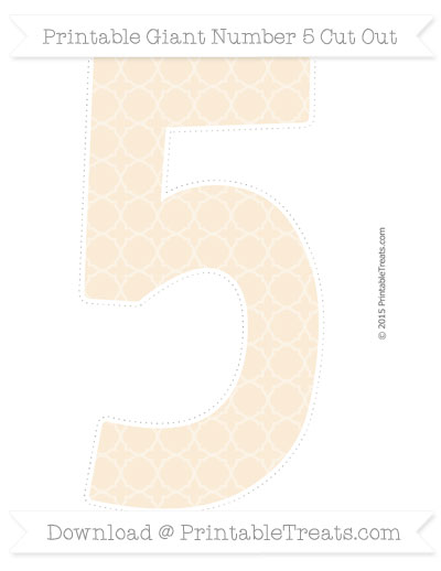 Antique White Quatrefoil Pattern Giant Number 5 Cut Out — Printable ...
