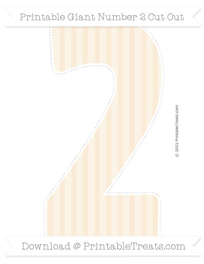 Antique White Striped Giant Number 2 Cut Out — Printable Treats.com