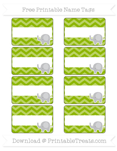 Free Apple Green Chevron Elephant Name Tags — Printable Treats.com