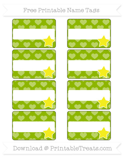 Free Apple Green Heart Pattern Star Name Tags — Printable Treats.com