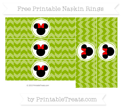 Free Apple Green Herringbone Pattern Minnie Mouse Napkin Rings ...