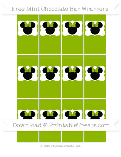 Free Apple Green Minnie Mouse Mini Chocolate Bar Wrappers — Printable ...