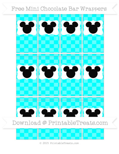 Free Aqua Blue Checker Pattern Mickey Mouse Mini Chocolate Bar Wrappers ...