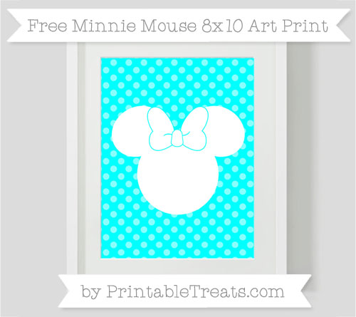 Free Aqua Blue Dotted Pattern Minnie Mouse 8×10 Art Print — Printable ...