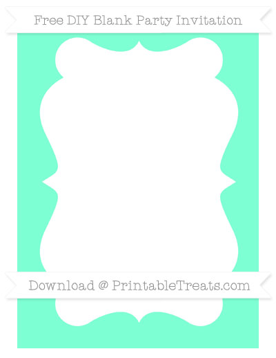 Free Aquamarine Blank Invitation — Printable Treats.com