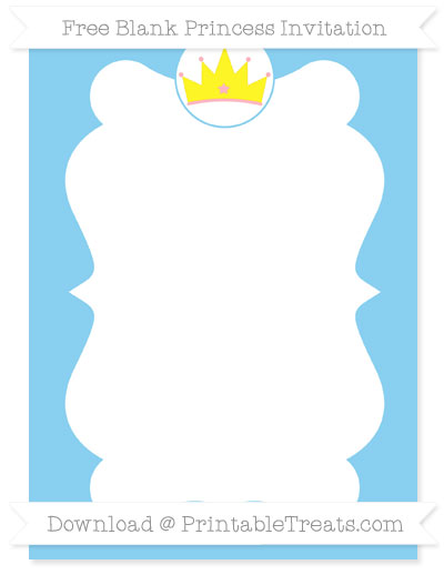 Free Baby Blue Blank Princess Invitation — Printable Treats.com