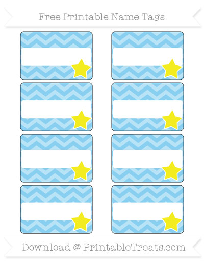 Free Baby Blue Chevron Star Name Tags — Printable Treats.com