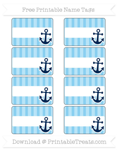 Free Baby Blue Striped Nautical Name Tags — Printable Treats.com