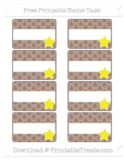 Free Beaver Brown Fish Scale Pattern Star Name Tags — Printable Treats.com