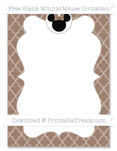 Free Beaver Brown Moroccan Tile Blank Minnie Mouse Invitation ...