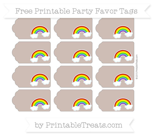 Beaver Brown Rainbow Party Favor Tags — Printable Treats.com