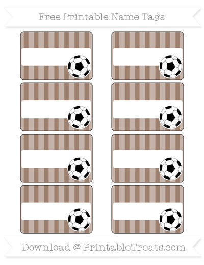 Free Beaver Brown Striped Soccer Name Tags — Printable Treats.com