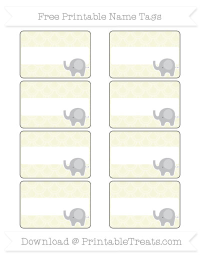 Free Beige Fish Scale Pattern Elephant Name Tags — Printable Treats.com