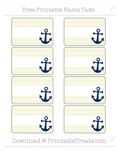 Free Beige Horizontal Striped Nautical Name Tags — Printable Treats.com