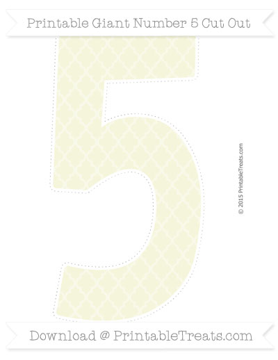 Beige Moroccan Tile Giant Number 5 Cut Out — Printable Treats.com